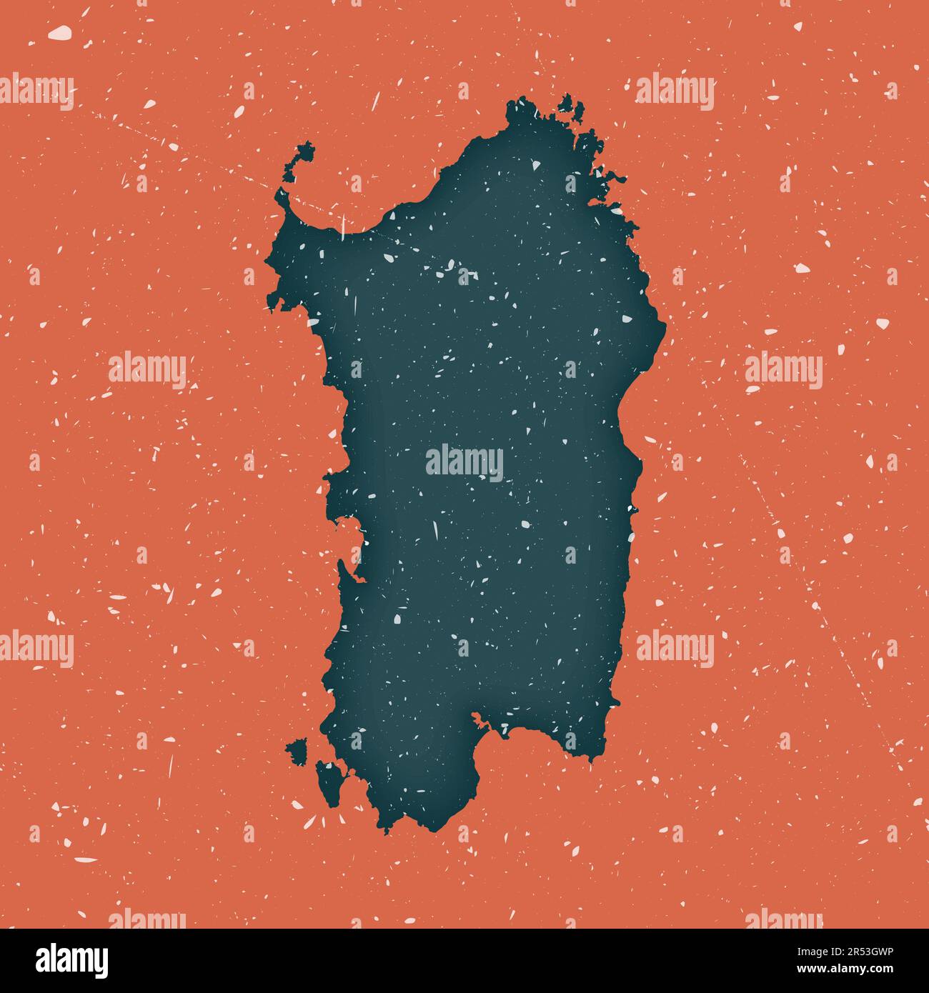 Sardinia vintage map. Grunge map of the island with distressed texture ...