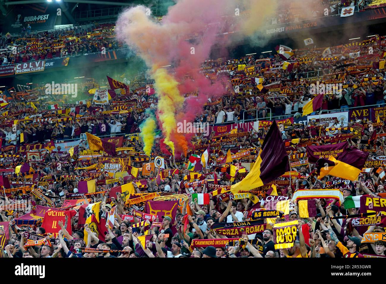 Roma fans in the stands ahead of the UEFA Europa League Final at the ...