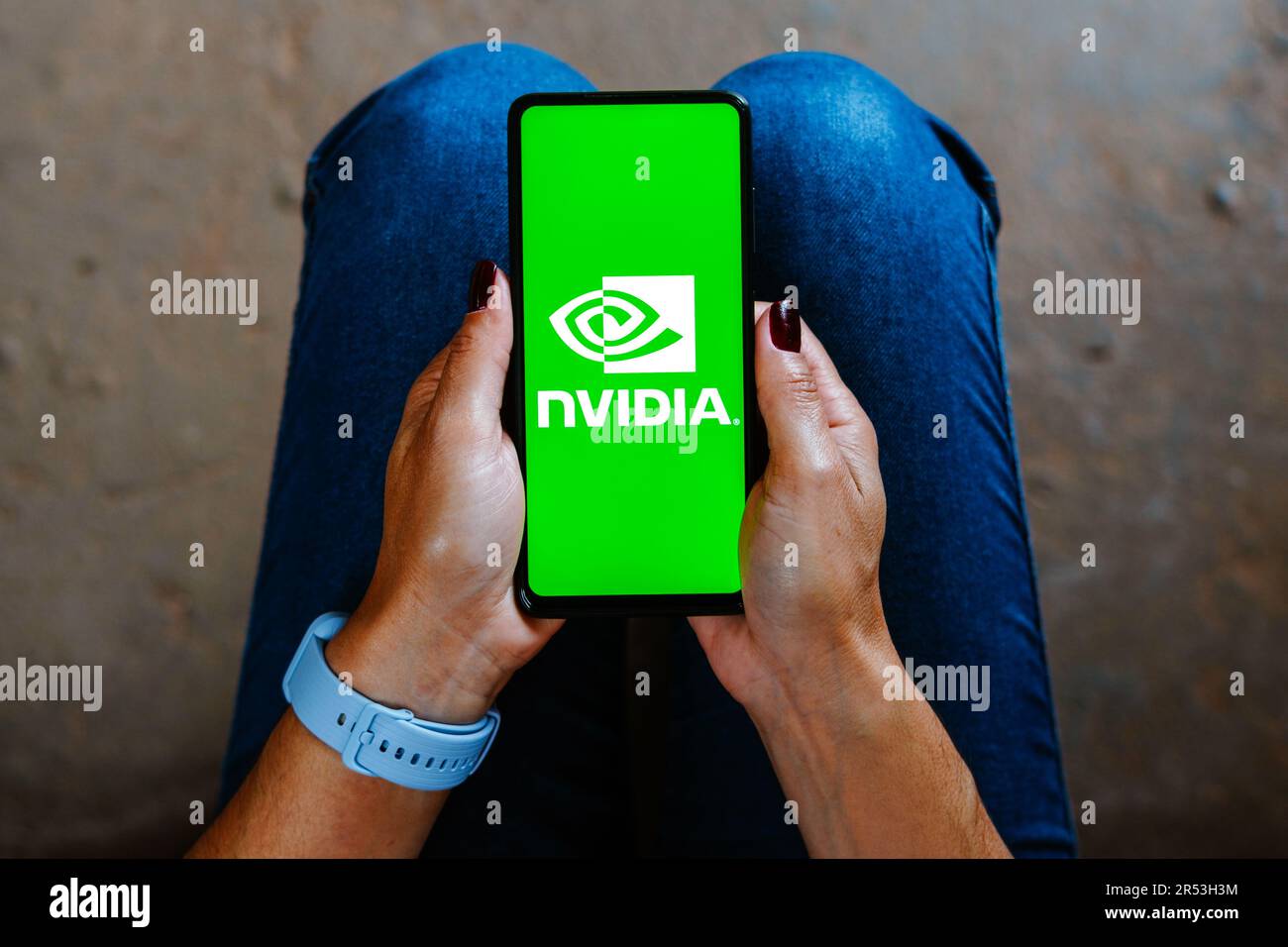In this photo illustration, the Nvidia Corporation logo is displayed on ...
