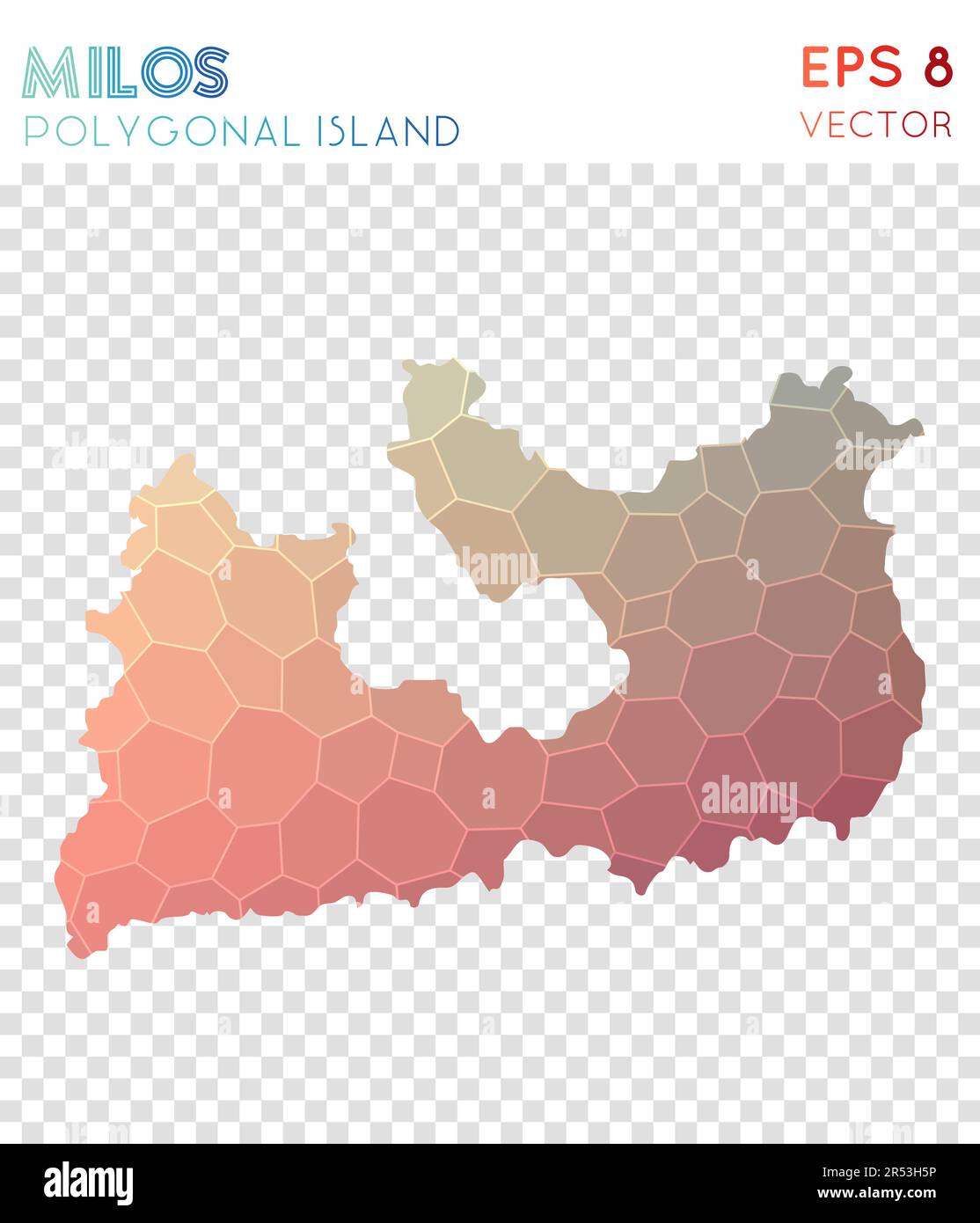 Milos polygonal map, mosaic style island. Delightful low poly style ...