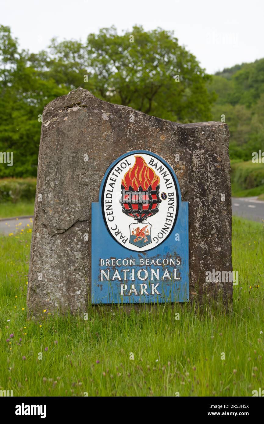 Bannau Brycheiniog Brecon Beacons National Park sign Stock Photo - Alamy