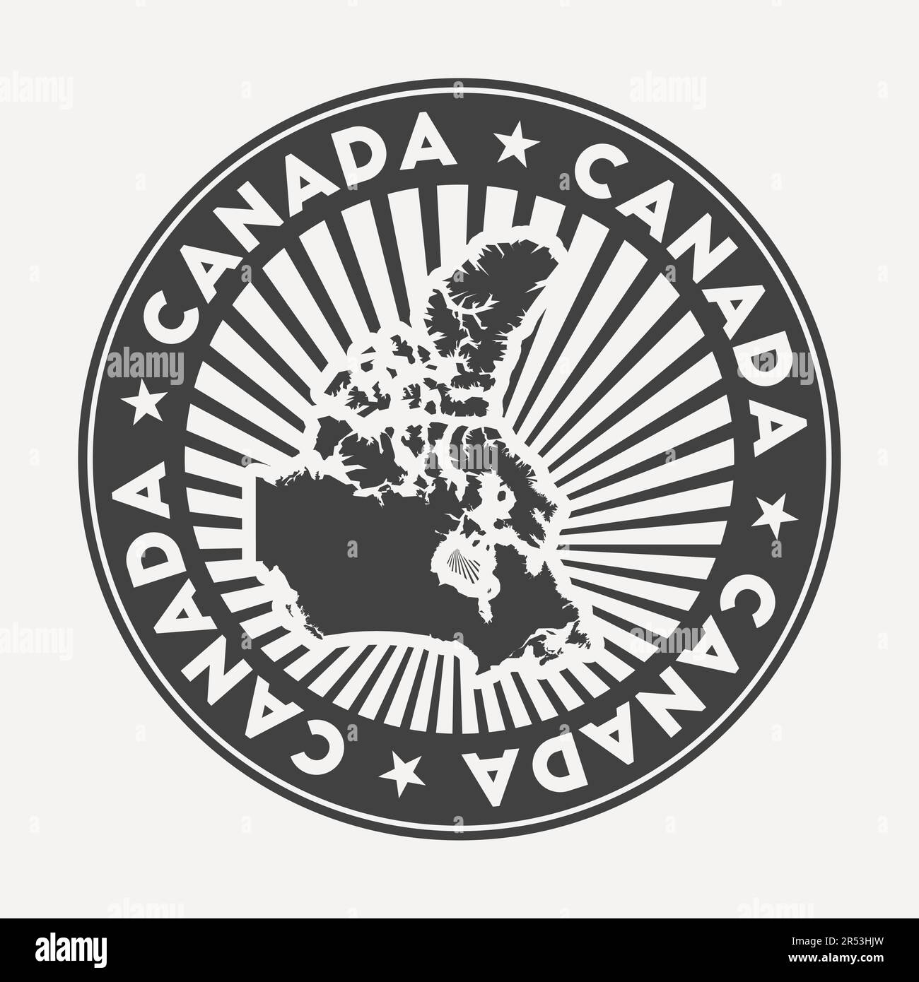 Canada round logo. Vintage travel badge with the circular name and map ...
