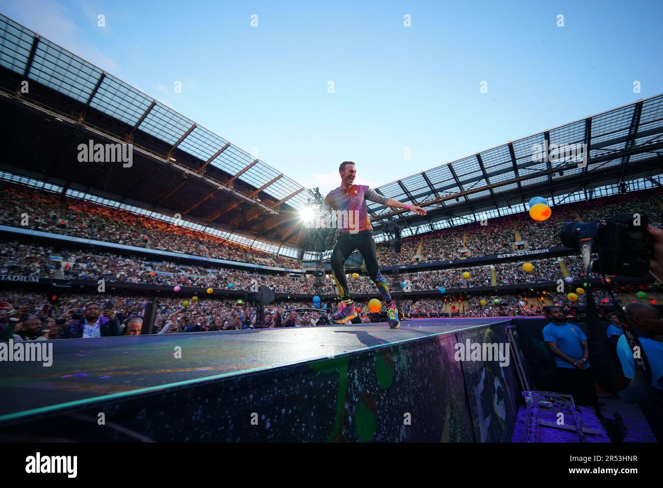 Coldplay in concert at the Manchester Ethiad Stadium as part of their ...