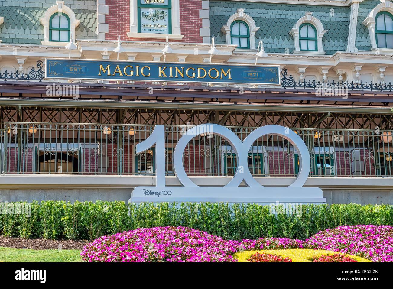Disney 100 year celebration statues at the Magic Kingdom in Florida ...