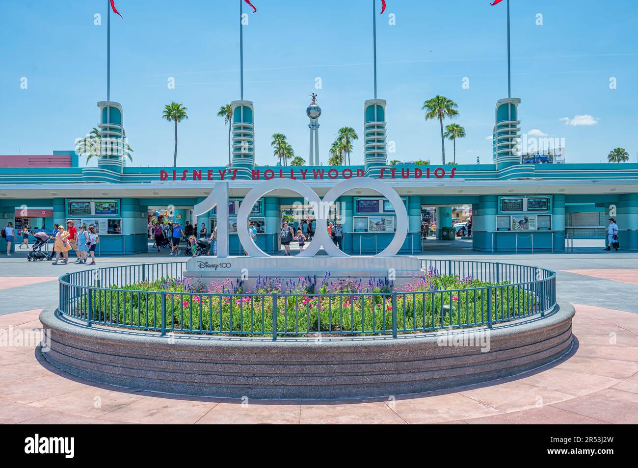 Disney 100 year celebration statues at the Hollywood Studios in Florida ...