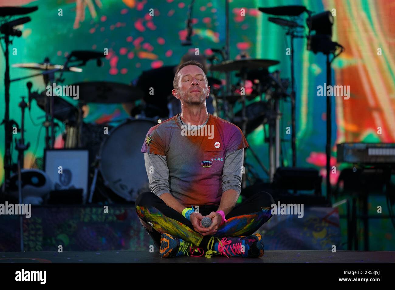 Coldplay in concert at the Manchester Ethiad Stadium as part of their ...