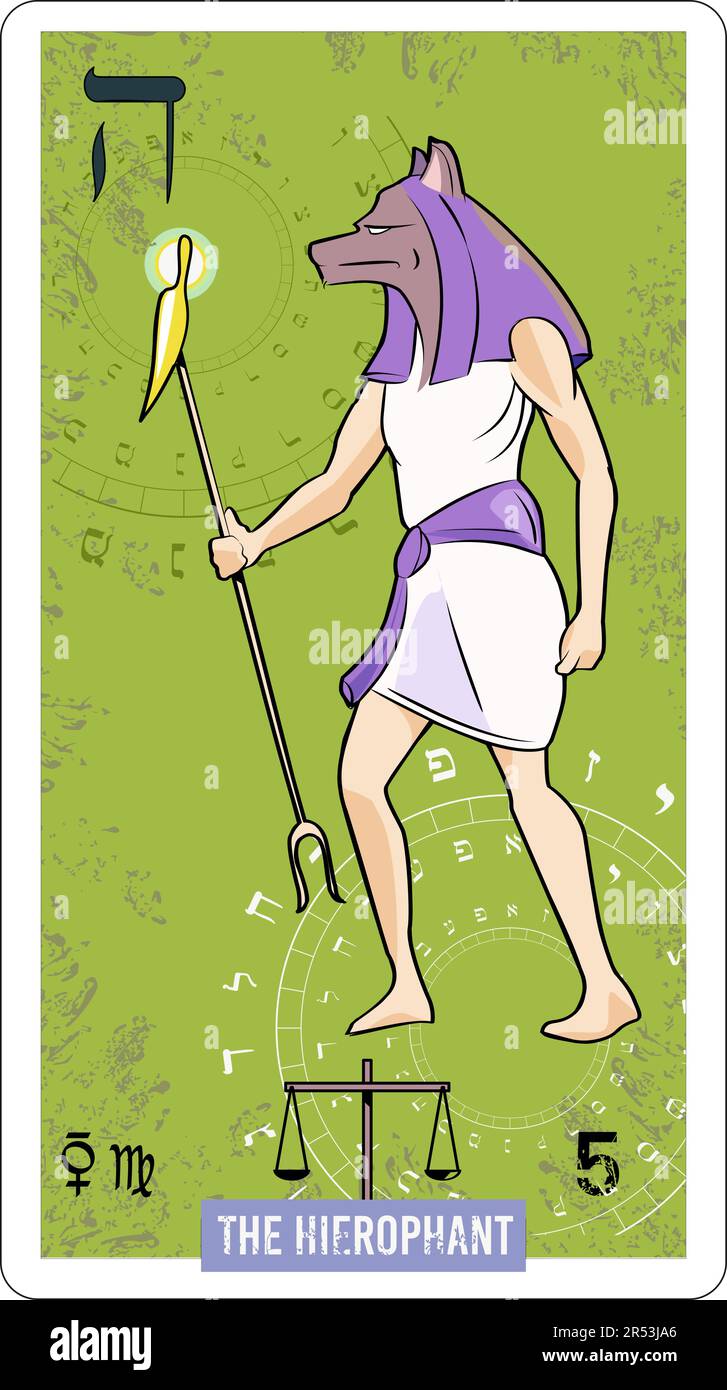 fifth card of the Egyptian tarot called The hierofant. vector ...