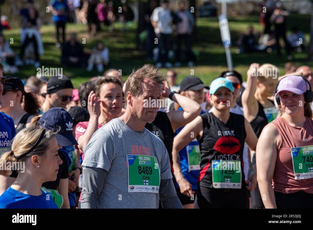 Helsinki City Run half marathon participants gathered behind starting ...
