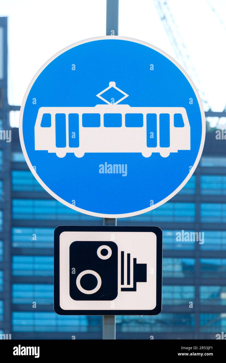 Tram sign with traffic camera sign ANPR Birmingham Saturday May 27th ...
