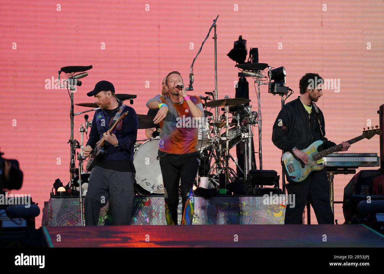 Coldplay in concert at the Manchester Ethiad Stadium as part of their ...