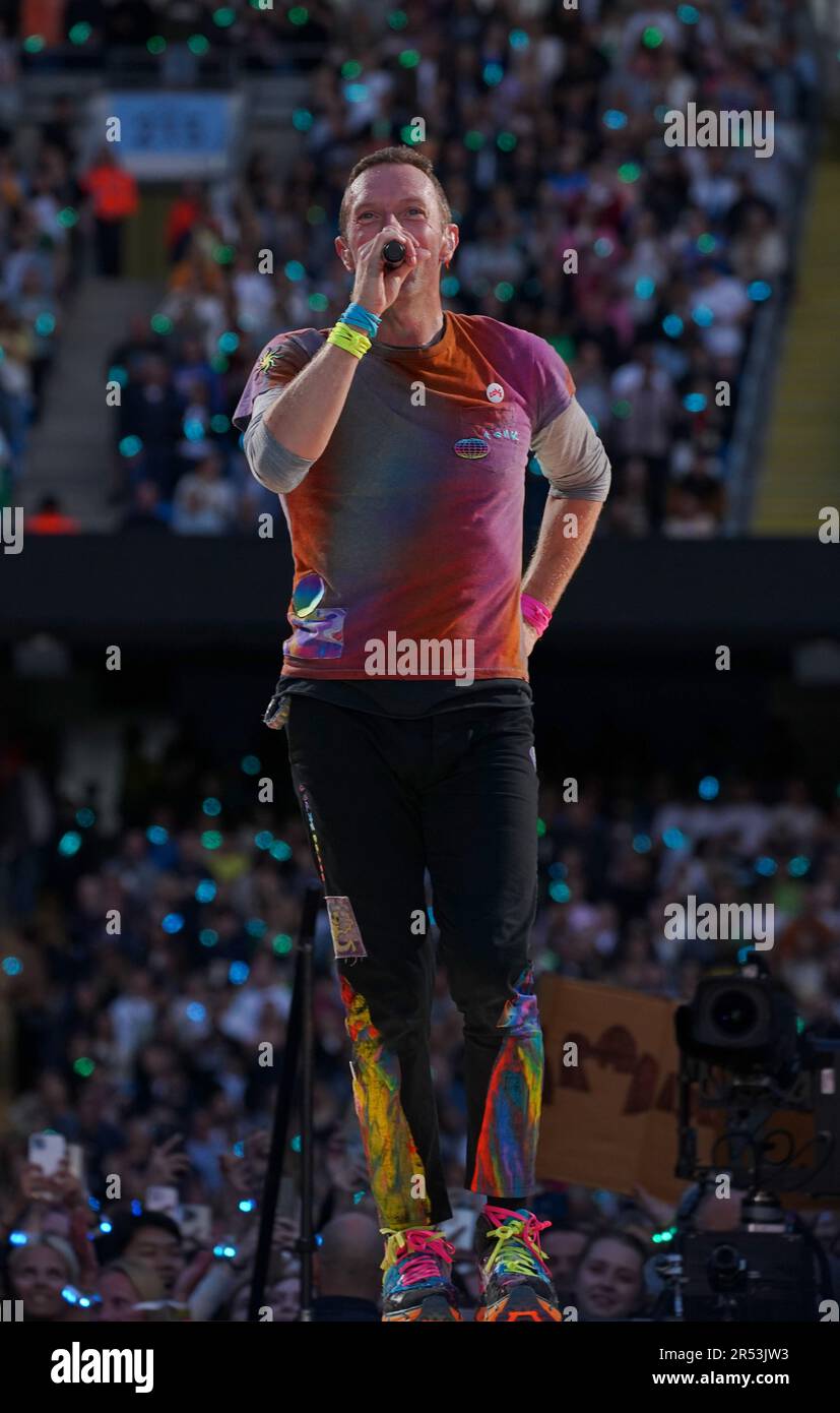 Coldplay in concert at the Manchester Ethiad Stadium as part of their ...