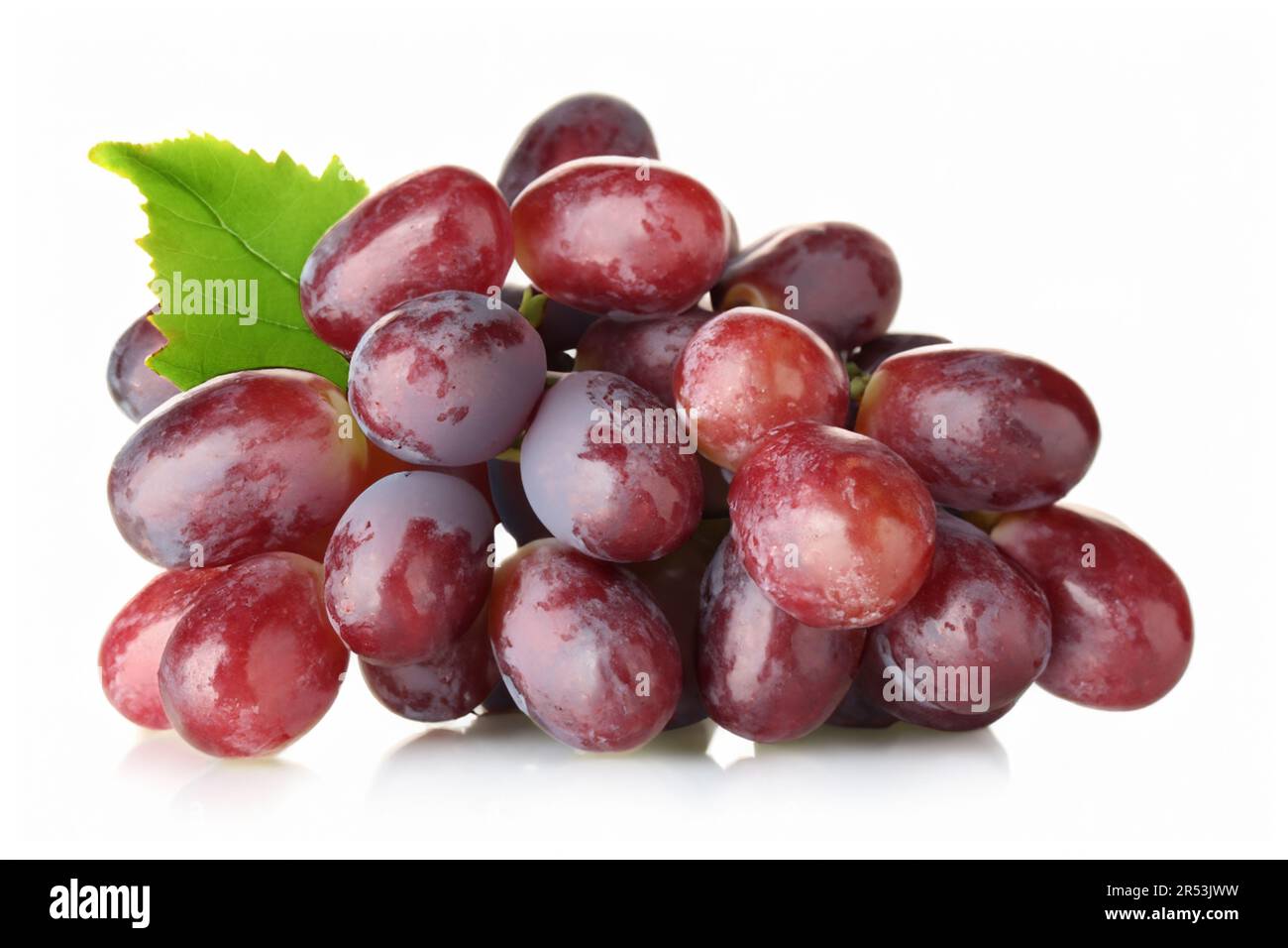 Ripe red grape with leaf isolated on white background Stock Photo - Alamy