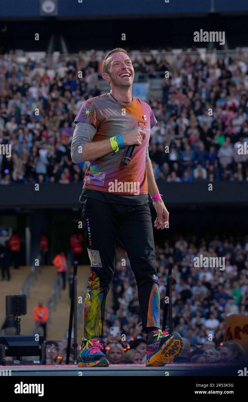 Coldplay in concert at the Manchester Ethiad Stadium as part of their ...