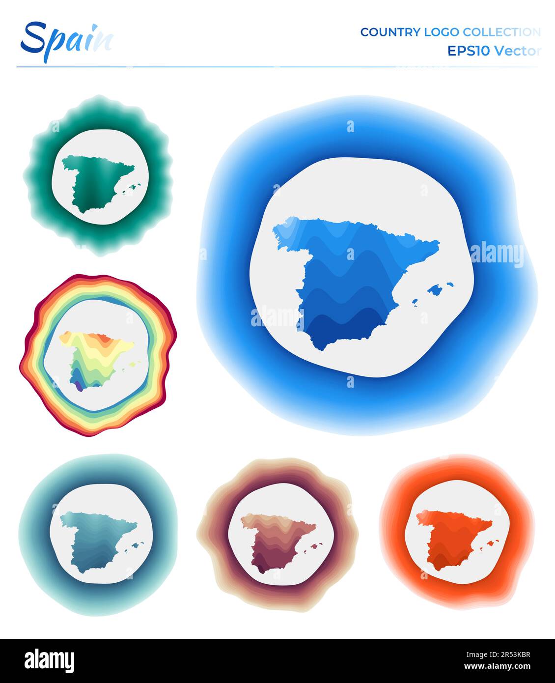 Spain logo collection. Colorful badge of the country. Layers around ...