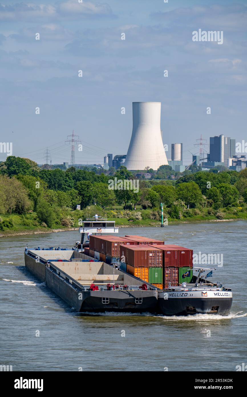 Cargo ship Mellizo, container freighter, only partly loaded, on the ...