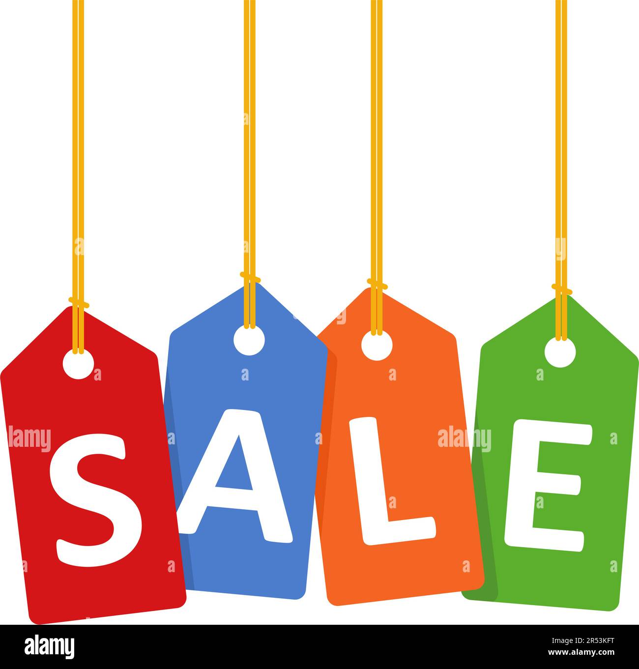 Sale lettering with labels and strings. Vector illustration Stock ...