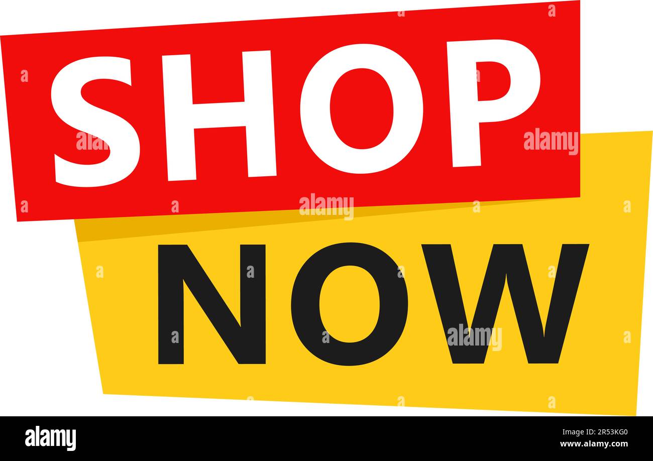 Shop Now lettering, sale label. Vector illustration Stock Vector Image ...