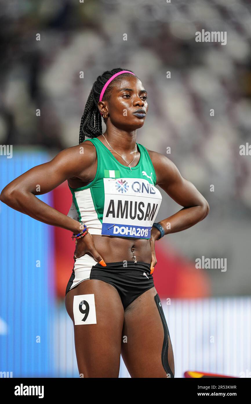 Tobi Amusan Running The 100m Hurdles At The 2019 World Athletics