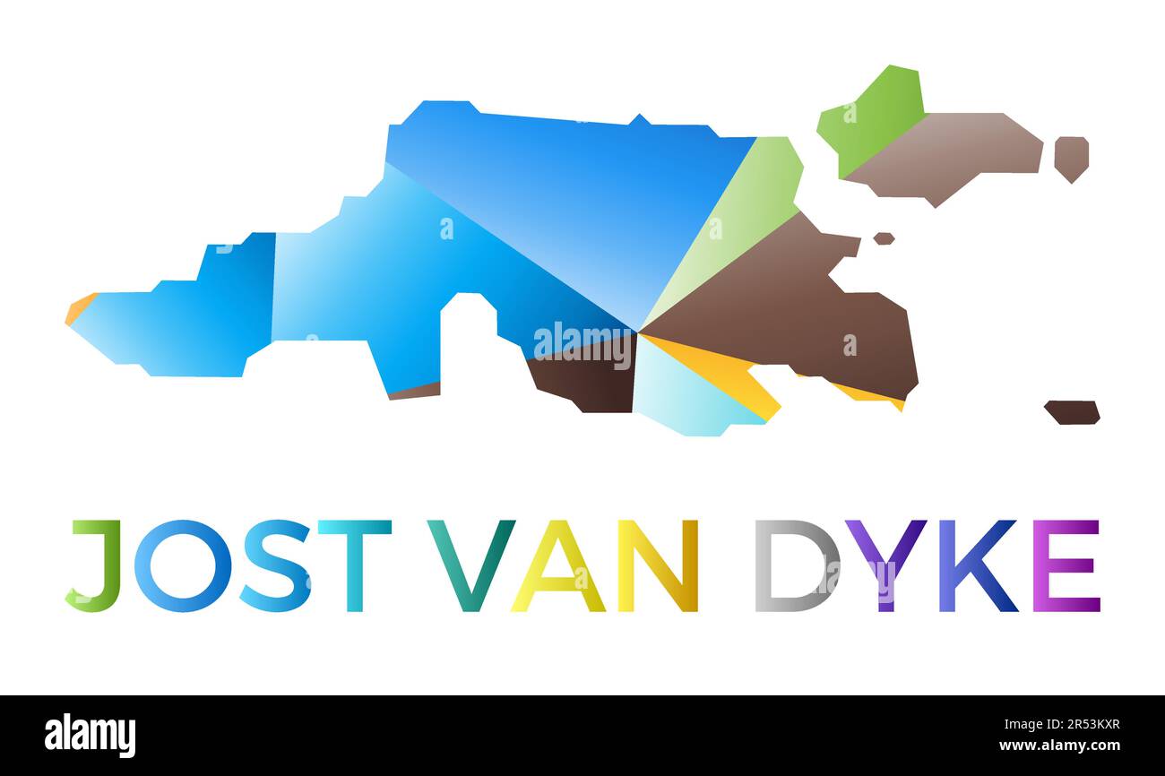 Bright colored Jost Van Dyke shape. Multicolor geometric style island ...