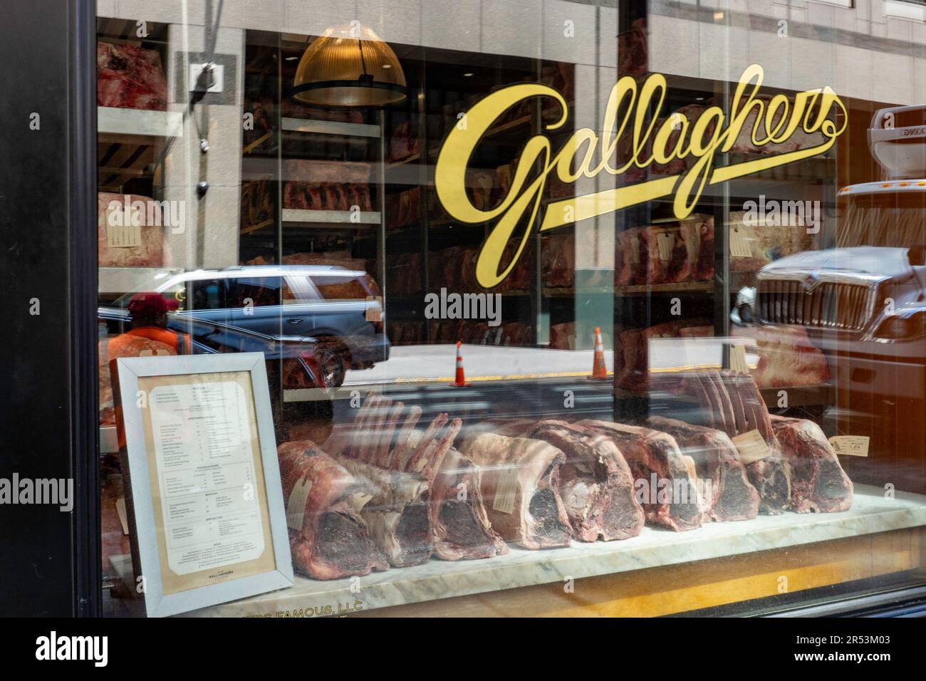 Gallaghers Steakhouse Meat Locker Window in New York City, USA 2023 ...