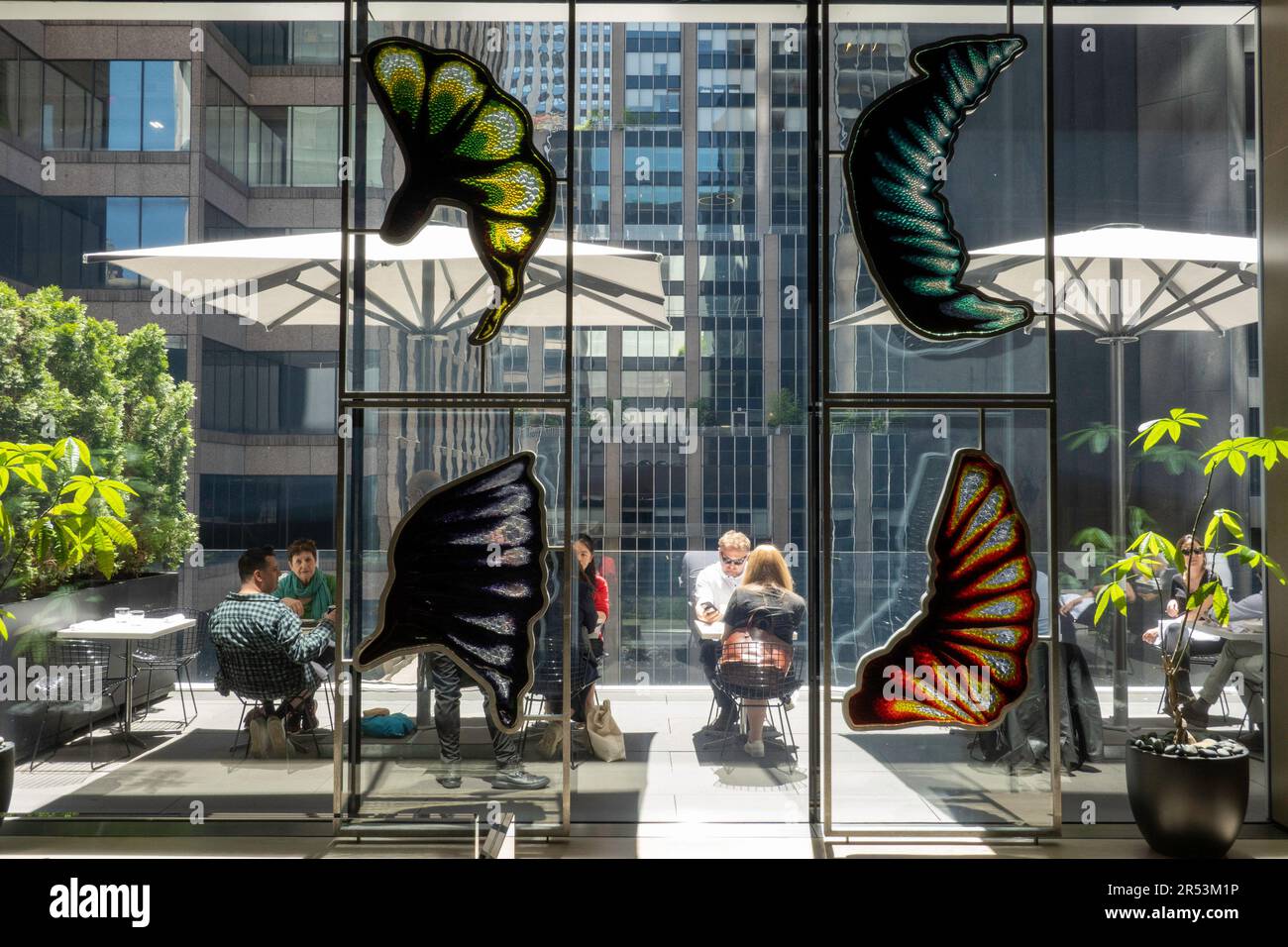 Patrons enjoying lunch at the Metropolitan Museum of Art, Terrace, Café ...