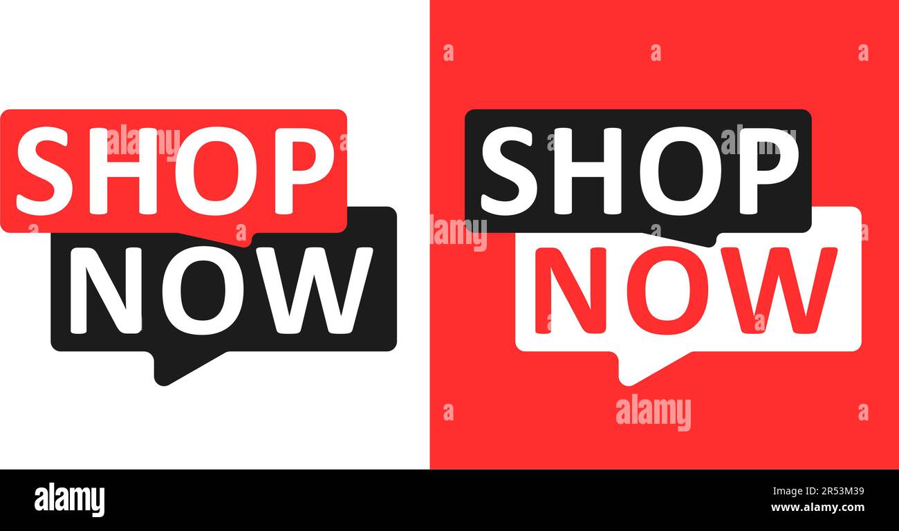 Shop Now. Set of Sale labels. Vector illustration. Isolated on white ...