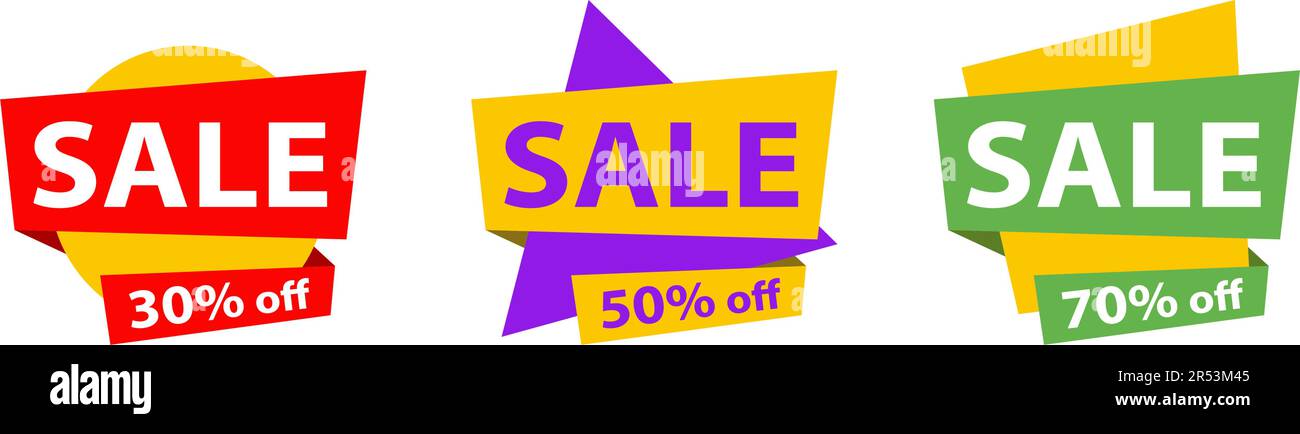 Set of Sale labels in various colors. Vector illustration. Isolated on ...