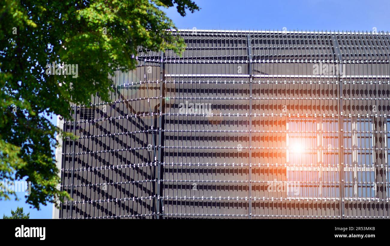 Metal facade of the building. Details of aluminum facade and aluminum ...