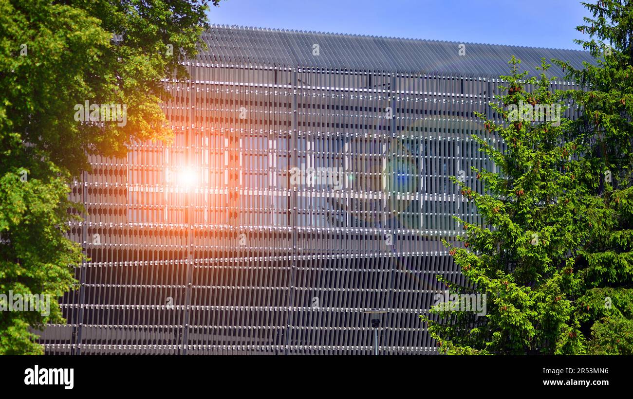 Metal facade of the building. Details of aluminum facade and aluminum ...