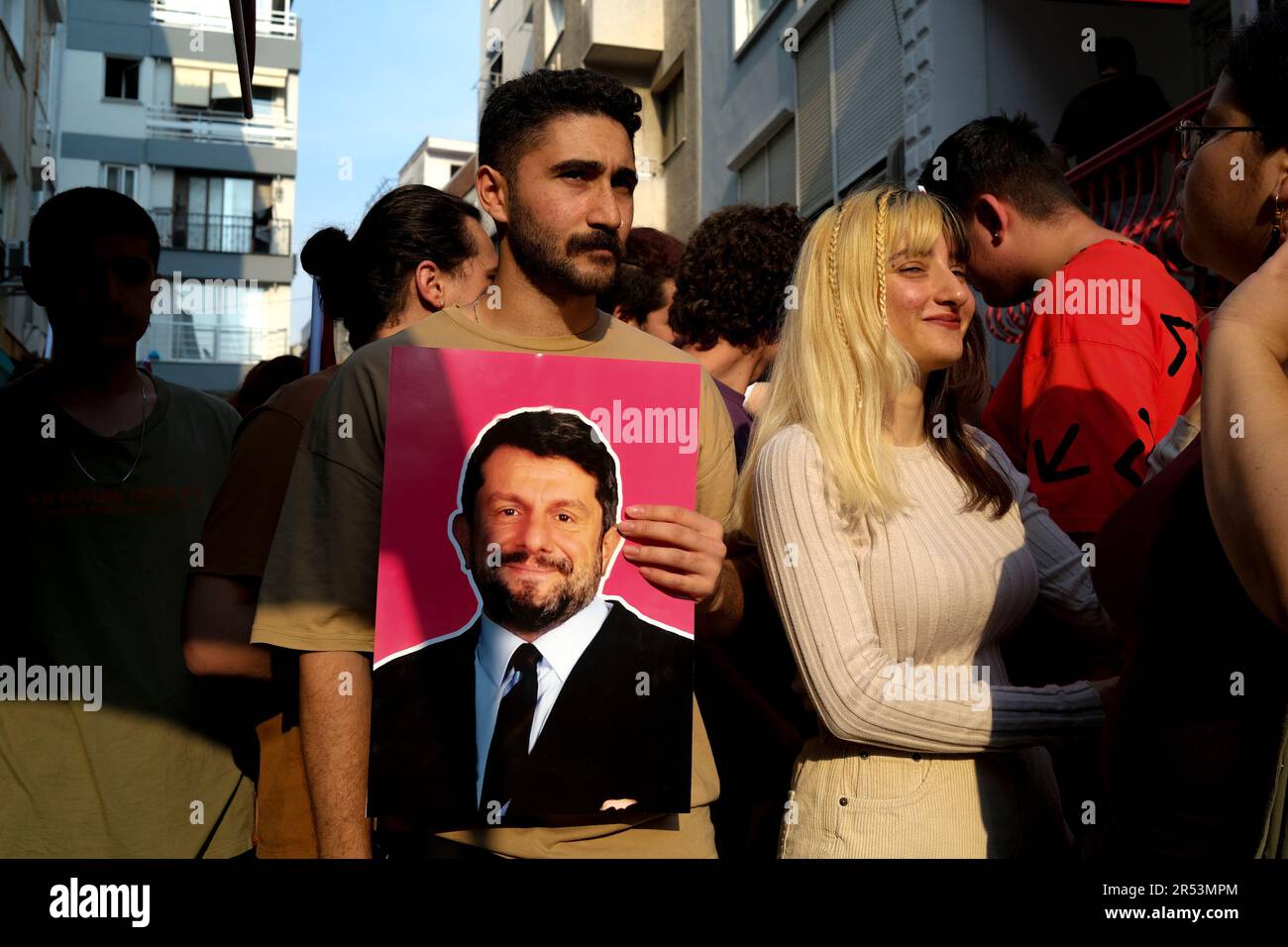 Izmir, Turkey. 31st May, 2023. An activist seen holding a picture of ...