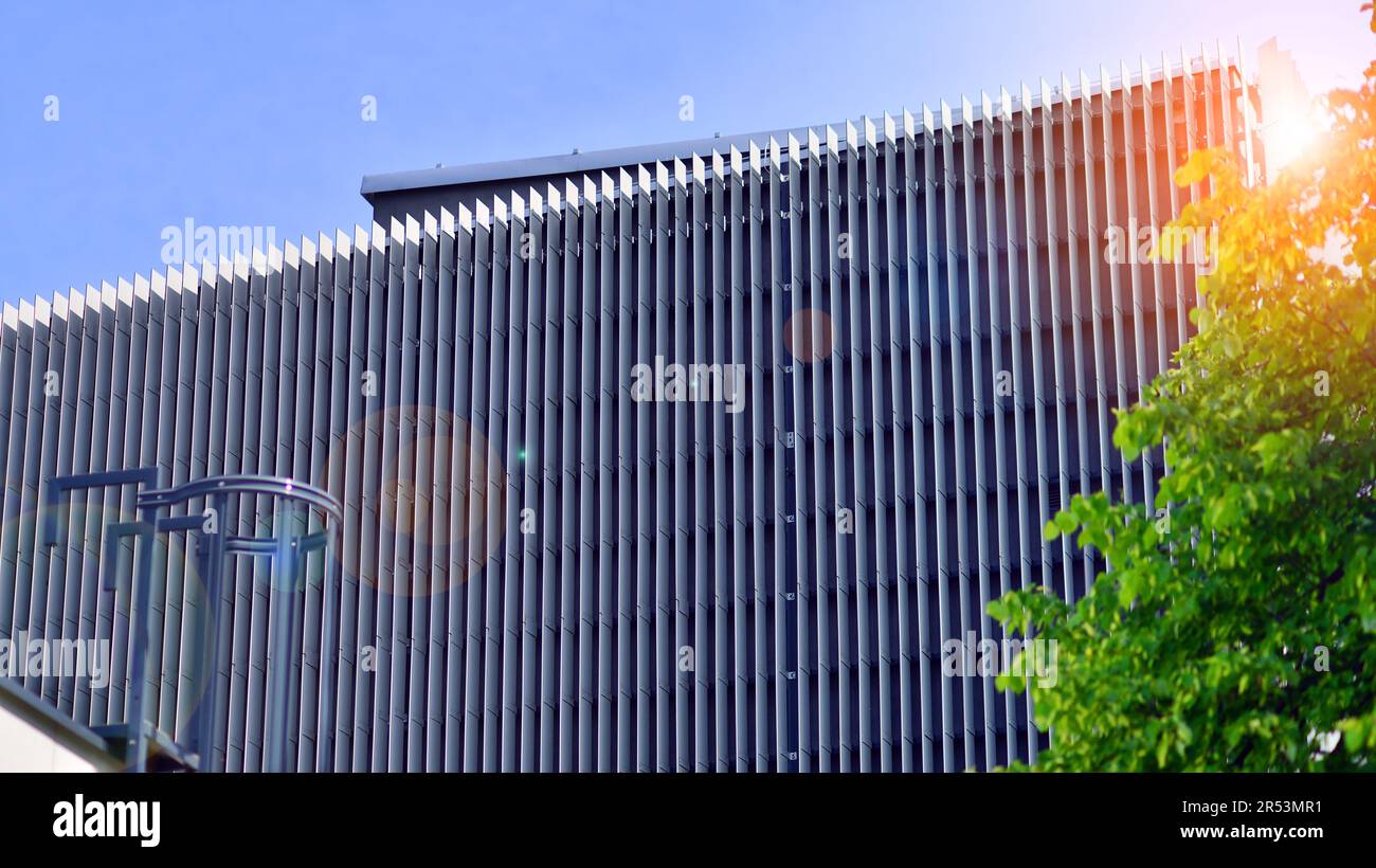 Metal facade of the building. Details of aluminum facade and aluminum ...