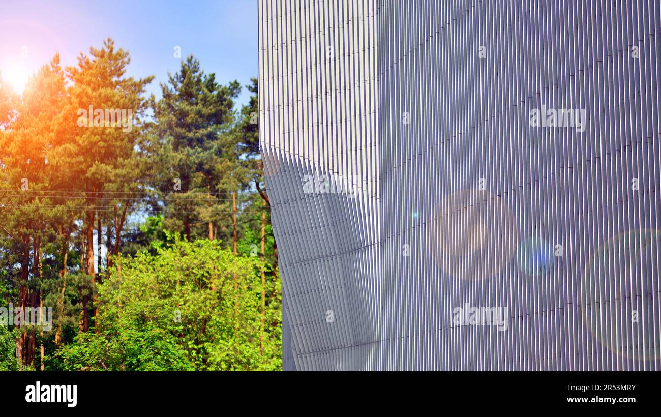 Metal facade of the building. Details of aluminum facade and aluminum ...