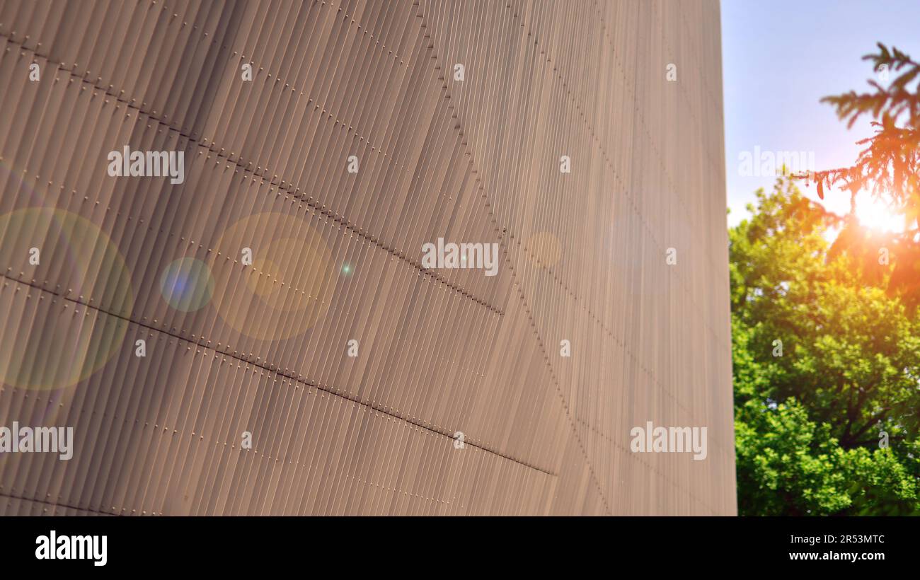 Metal facade of the building. Details of aluminum facade and aluminum ...
