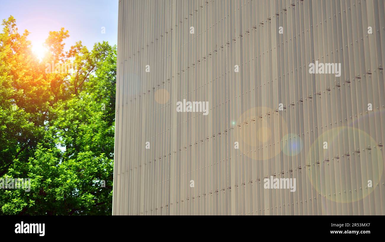 Metal facade of the building. Details of aluminum facade and aluminum ...