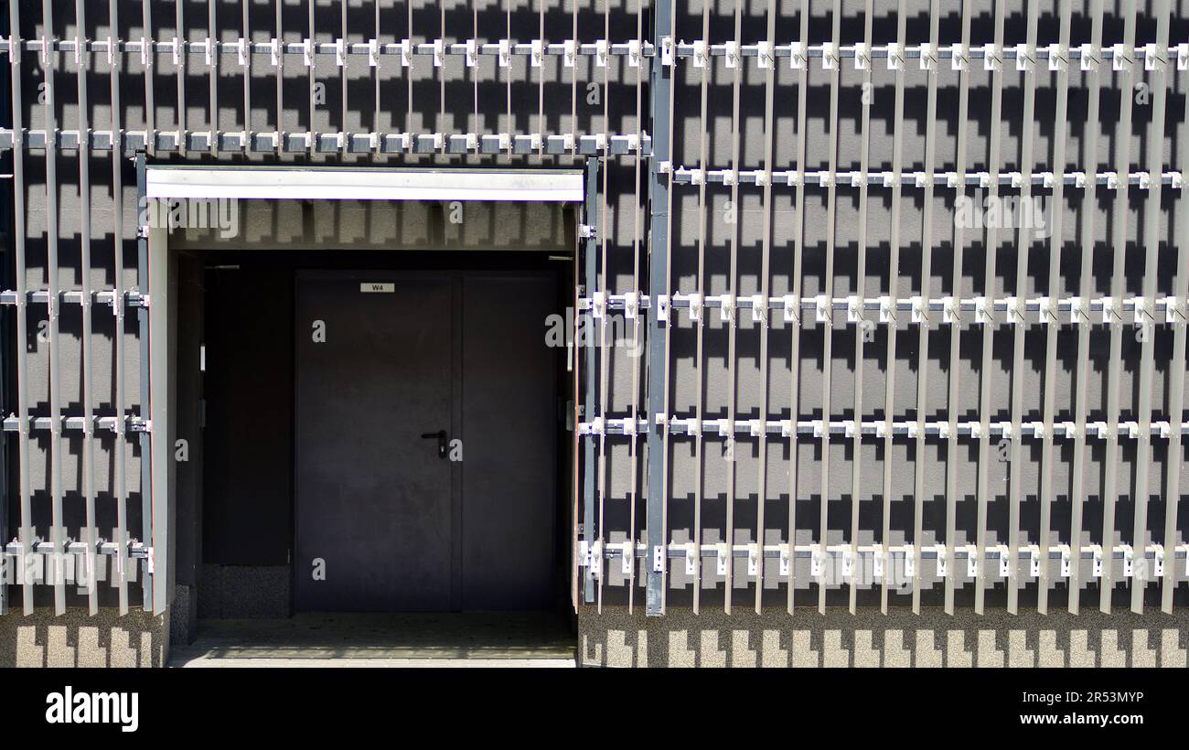 Metal facade of the building. Details of aluminum facade and aluminum ...