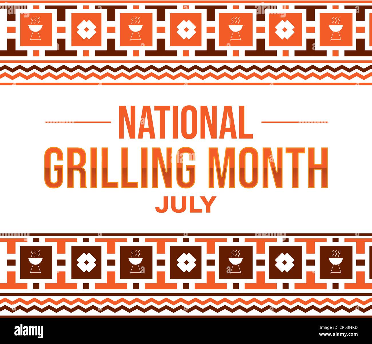 July is national grilling month, background design with traditional ...