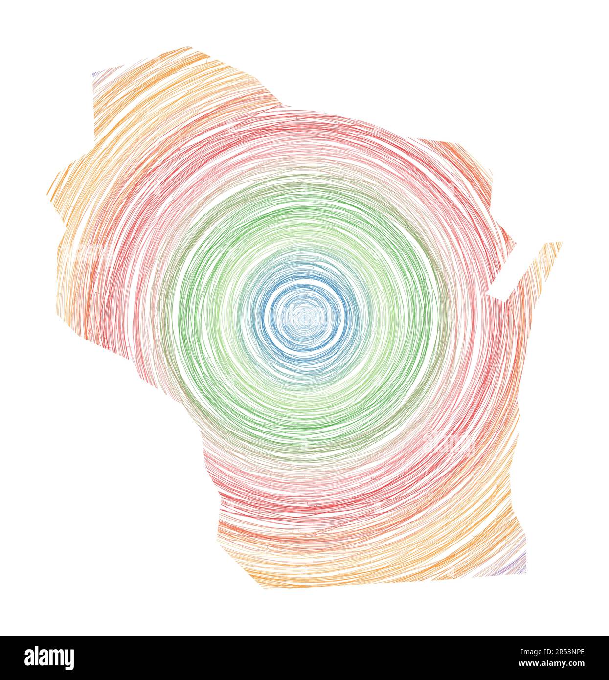 Wisconsin map filled with concentric circles. Sketch style circles in ...