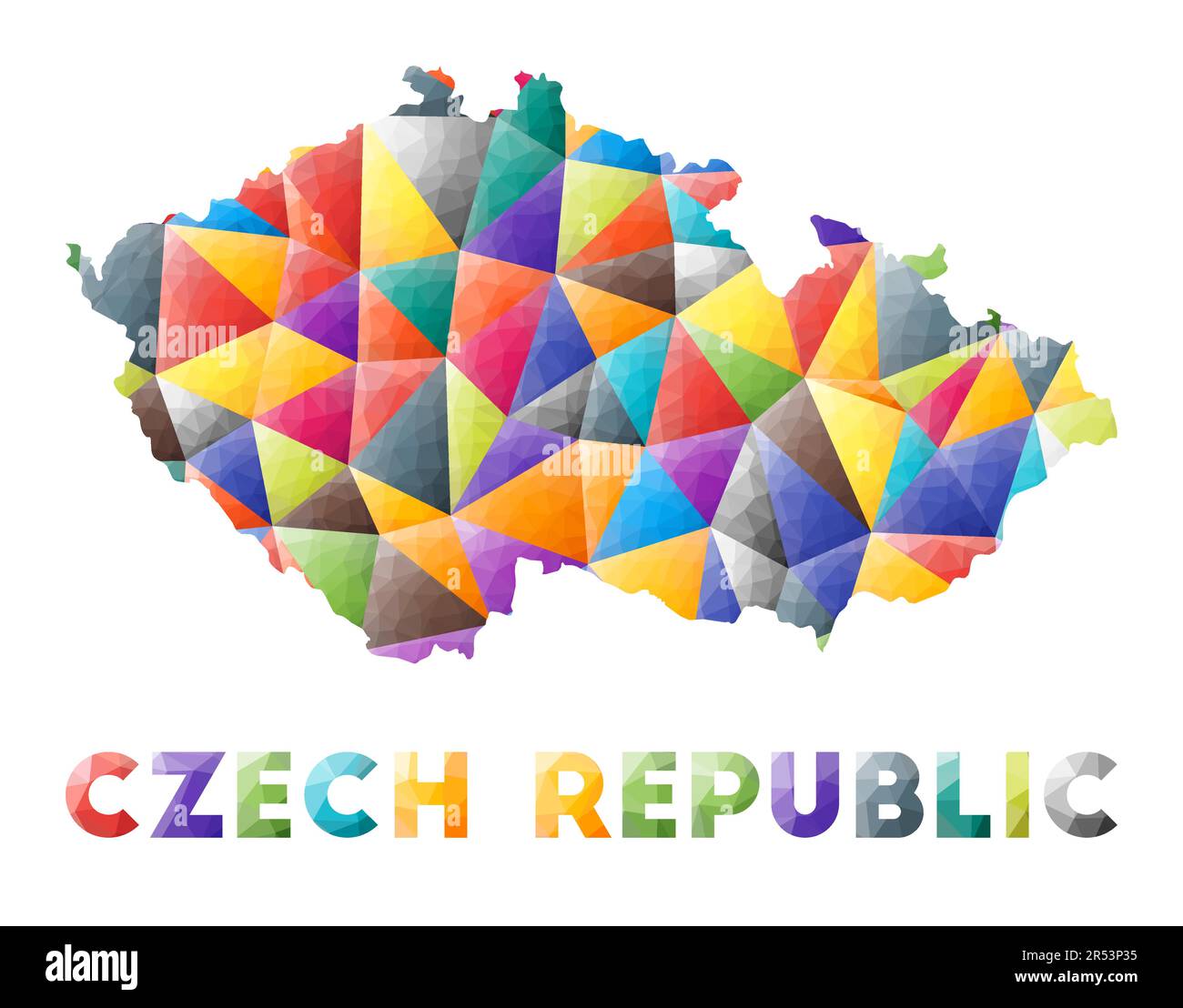 Czech Republic - colorful low poly country shape. Multicolor geometric ...