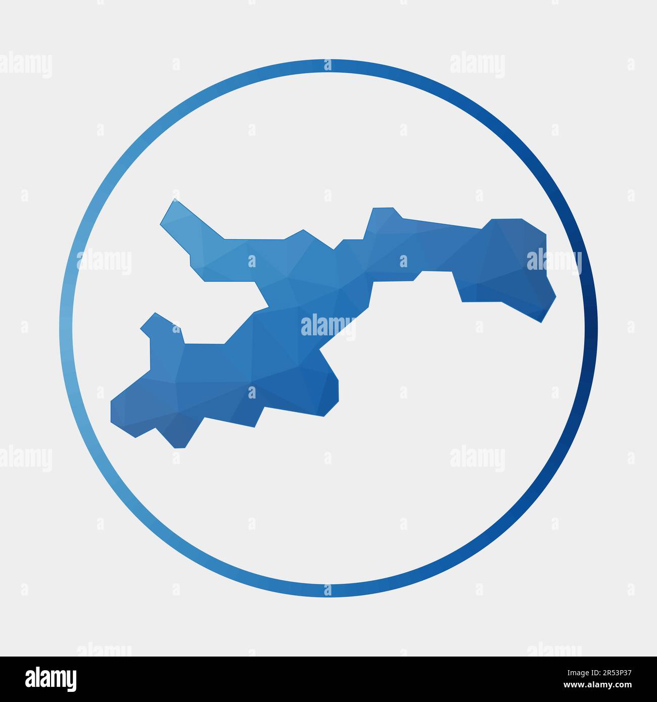 Norman Island icon. Polygonal map in gradient ring. Round low poly ...