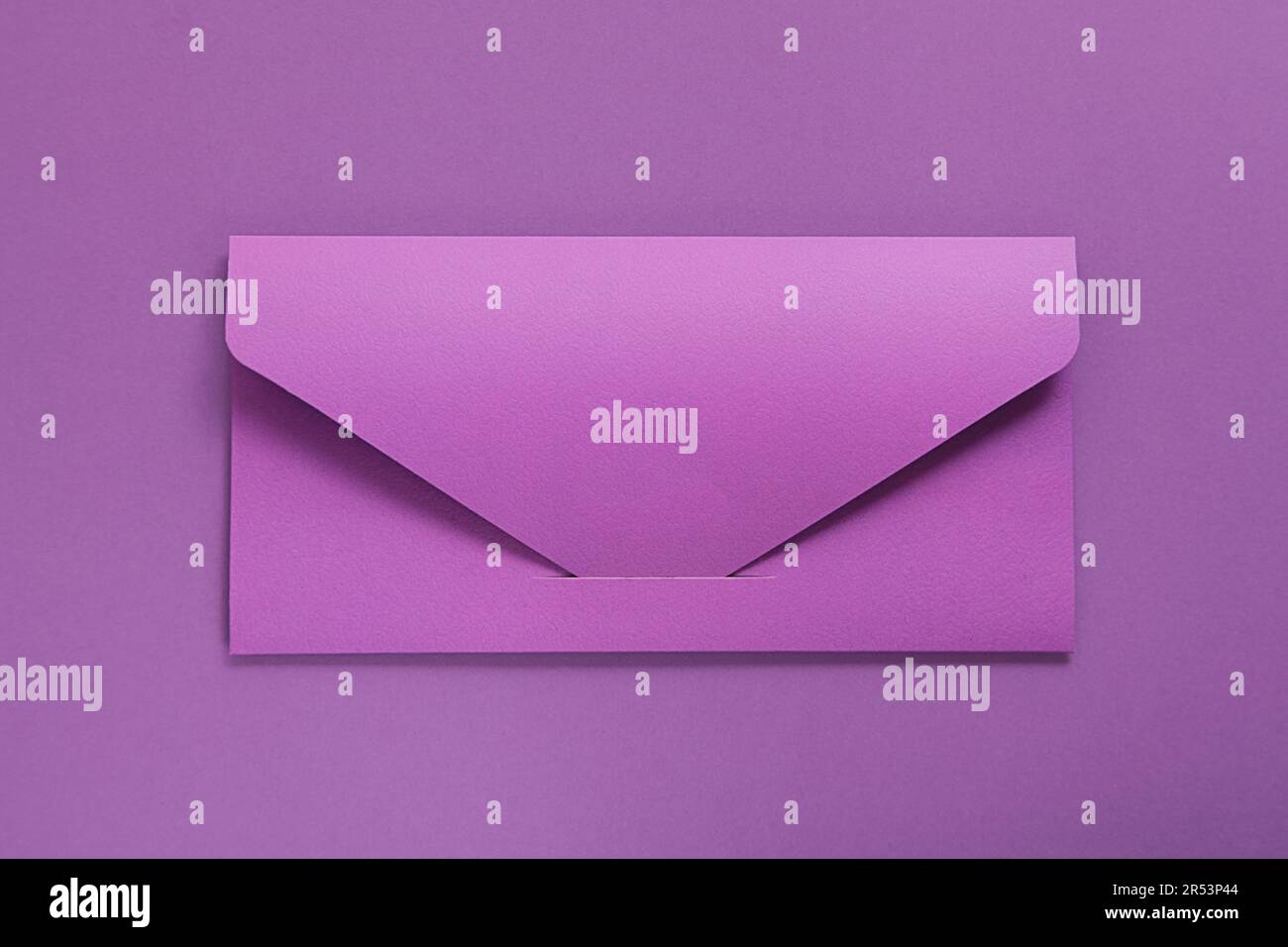 Violet Blank envelope on violet background. Template for branding ...