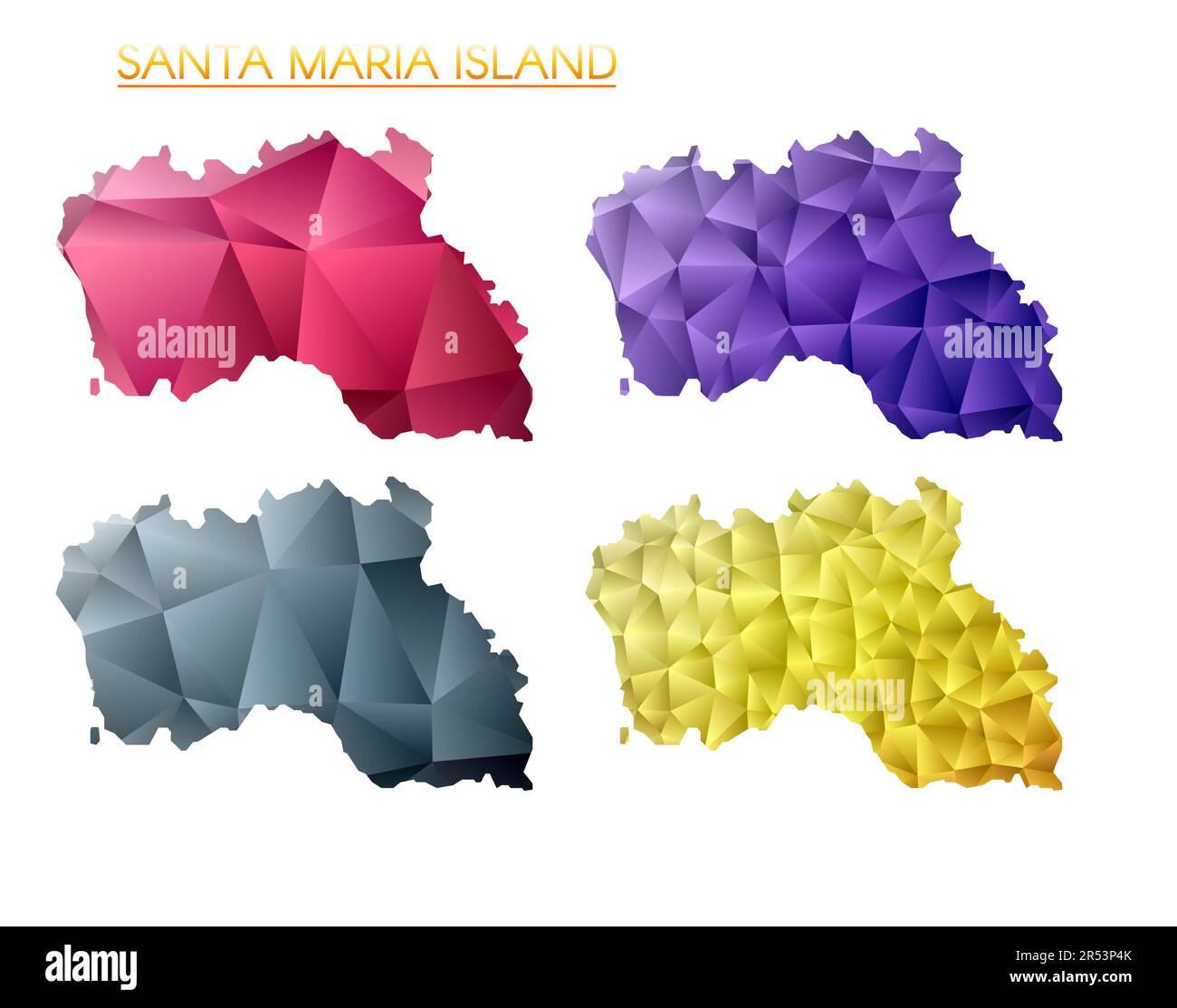 Set of vector polygonal maps of Santa Maria Island. Bright gradient ...