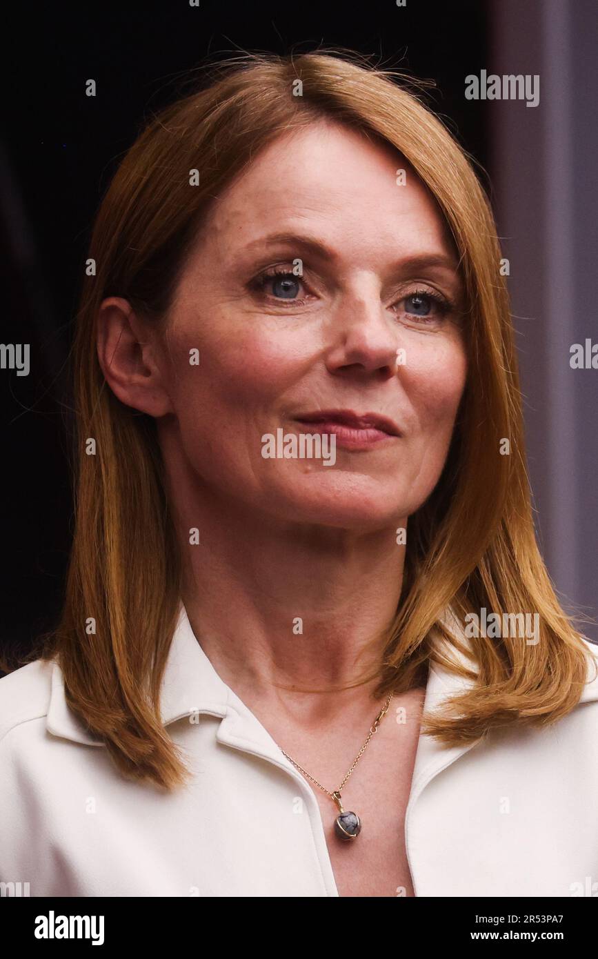 Geri Halliwell is seen in Red Bull Racing garage after the F1 Grand ...