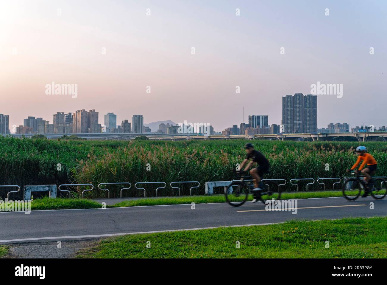 New Taipei seen from Longshan Riverside Park (Taipei/Taiwan Stock Photo ...