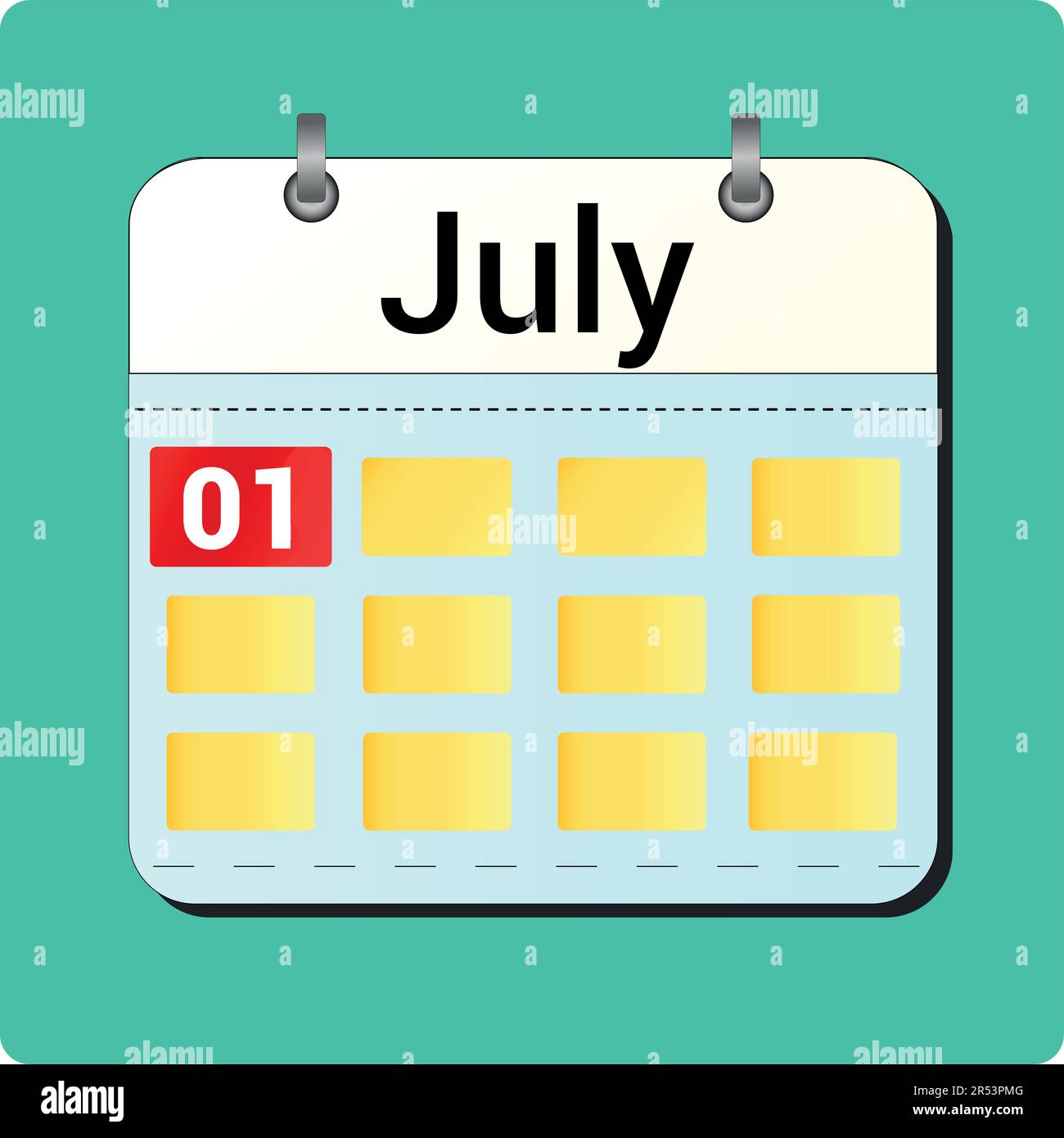 calendar vector drawing, date JULY 01 on the page Stock Vector Image ...