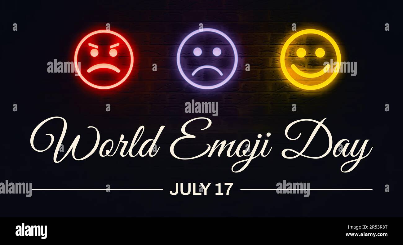 World Emoji day wallpaper with glowing expressions and stylish ...