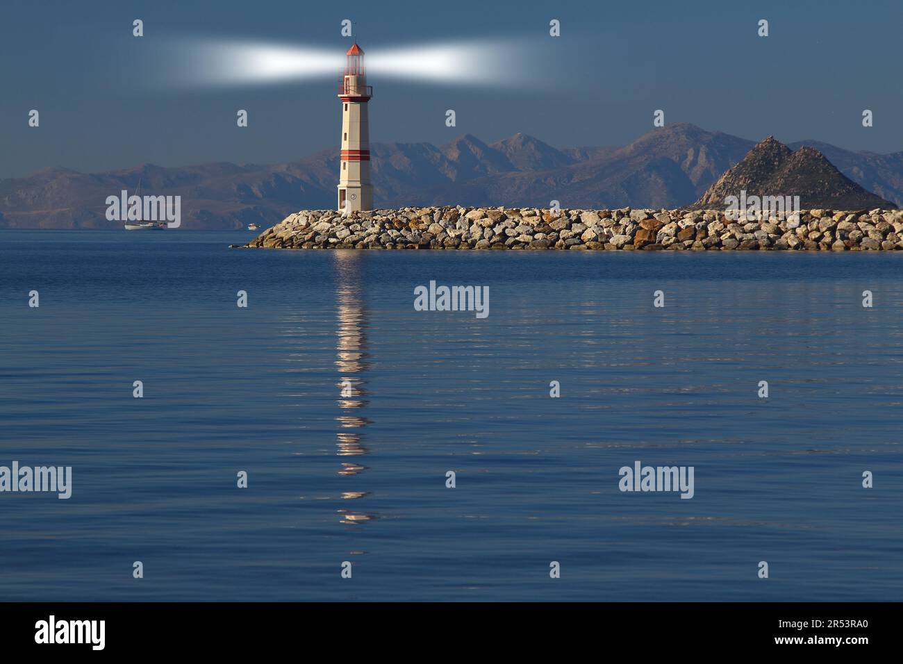 guiding and locator lighthouse with its light. very important for sea ...