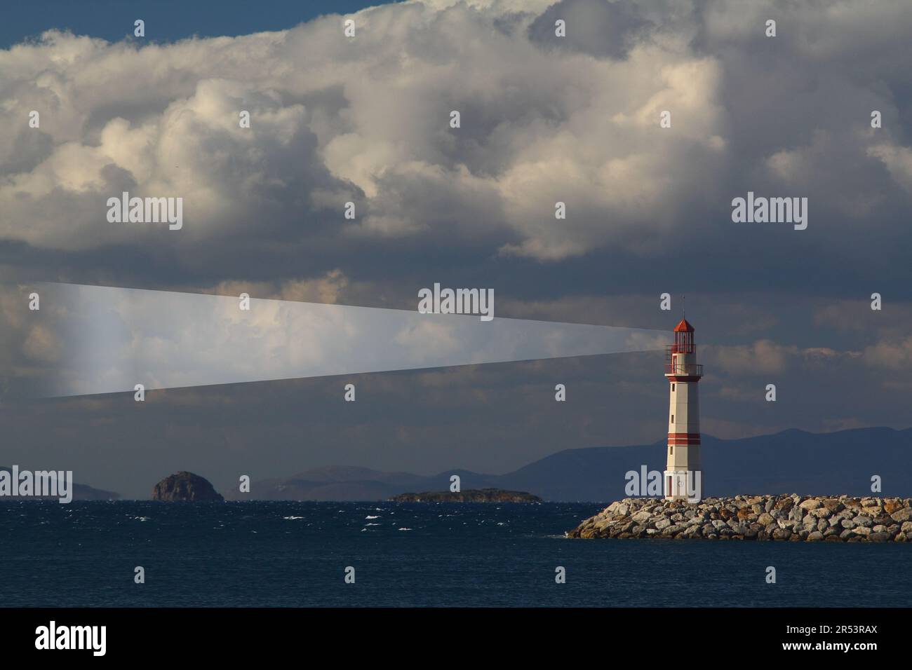 guiding and locator lighthouse with its light. very important for sea ...