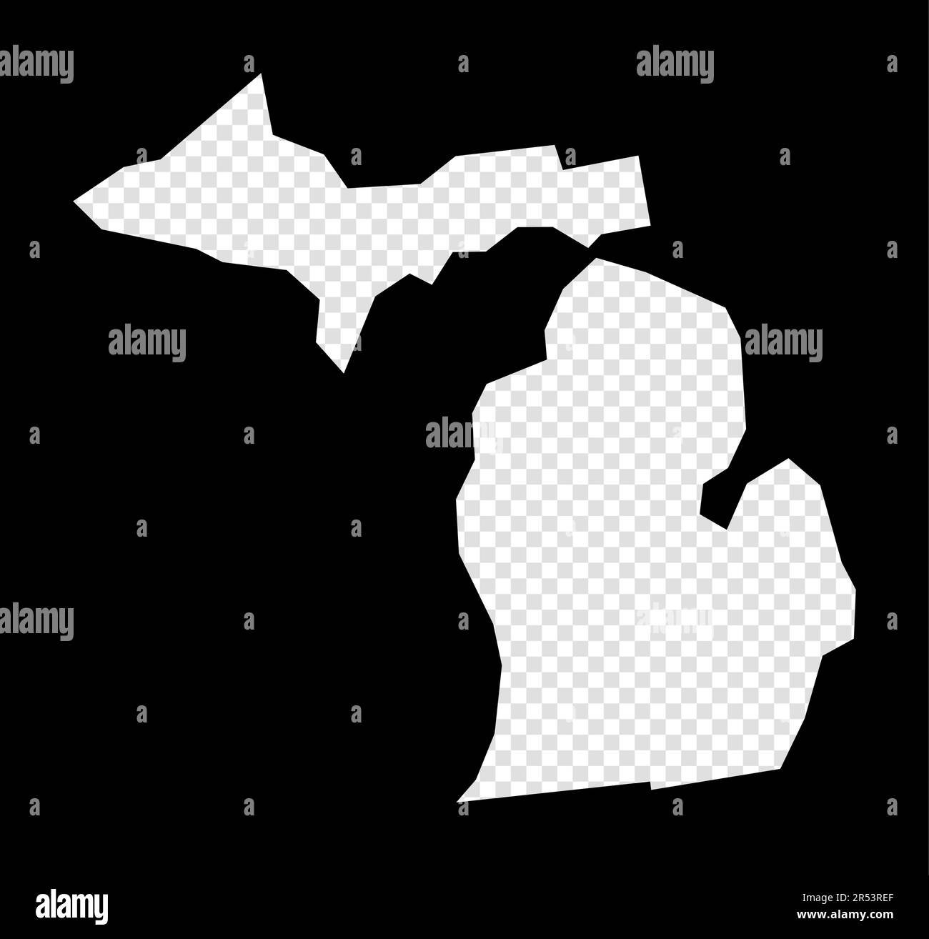 Stencil map of Michigan. Simple and minimal transparent map of Michigan ...