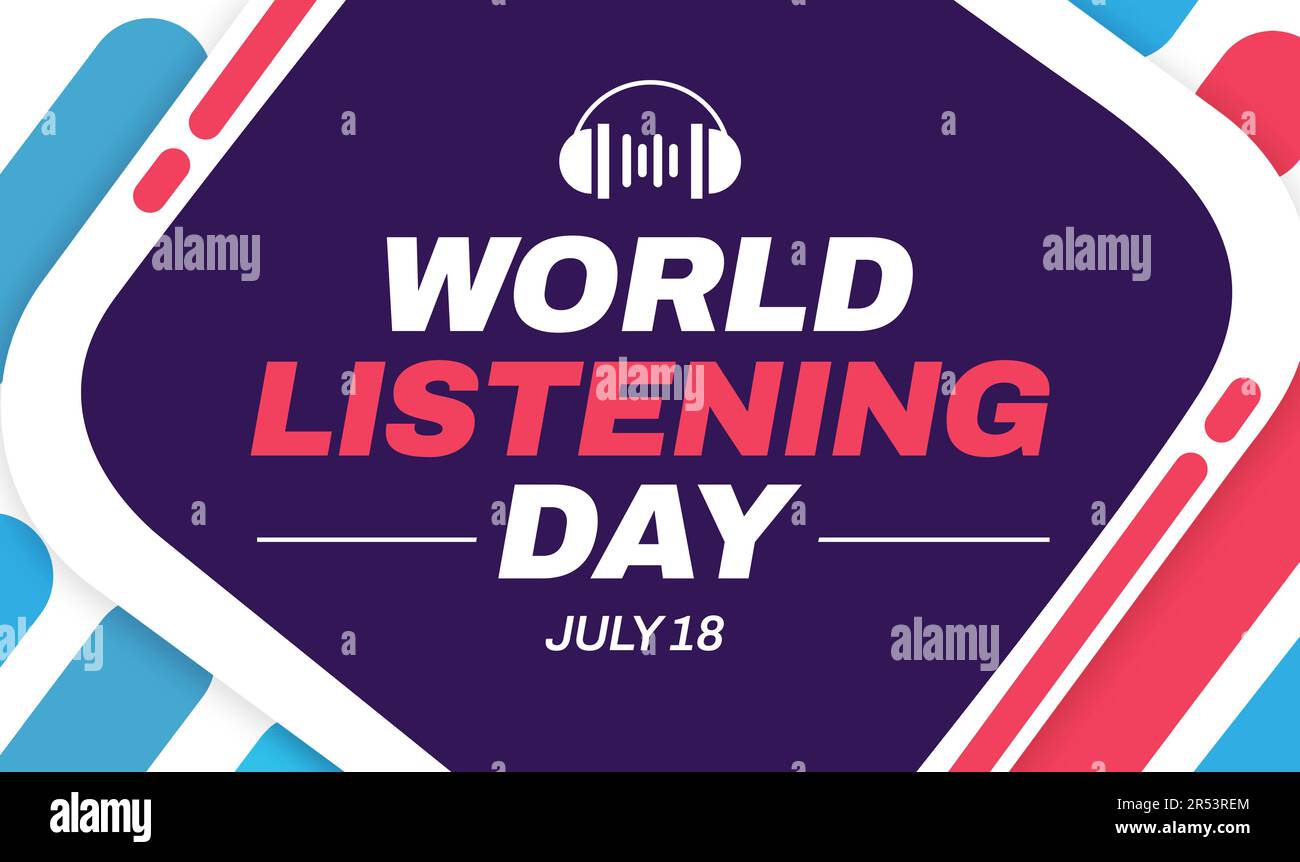 World Listening Day background design with headphone and typography ...
