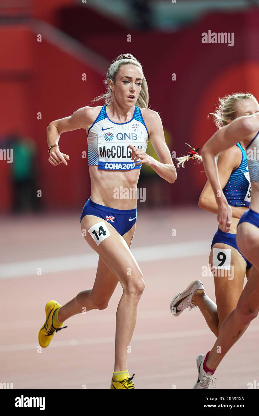 Eilish McColgan running the 5000m at the 2019 World Athletics ...